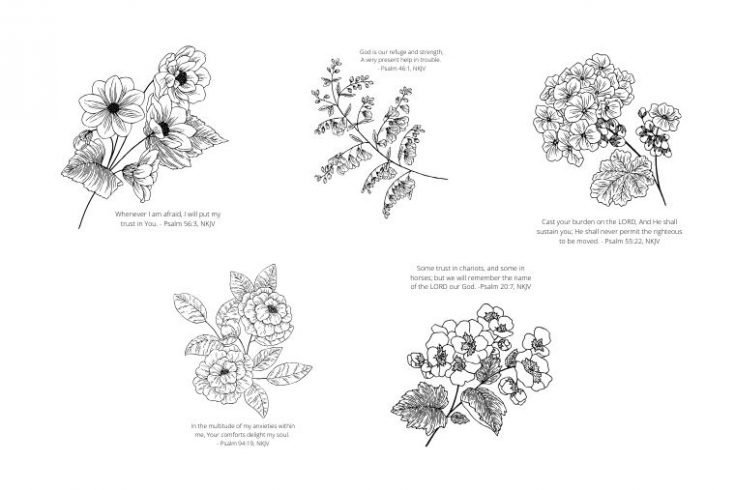 Free Floral Coloring Pages with Comforting Verses - Aberle Home
